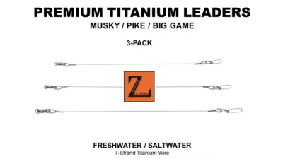 (3-Pack) PREMIUM TITANIUM WIRE MUSKY / PIKE LEADER - MUSKIE FISHING ...