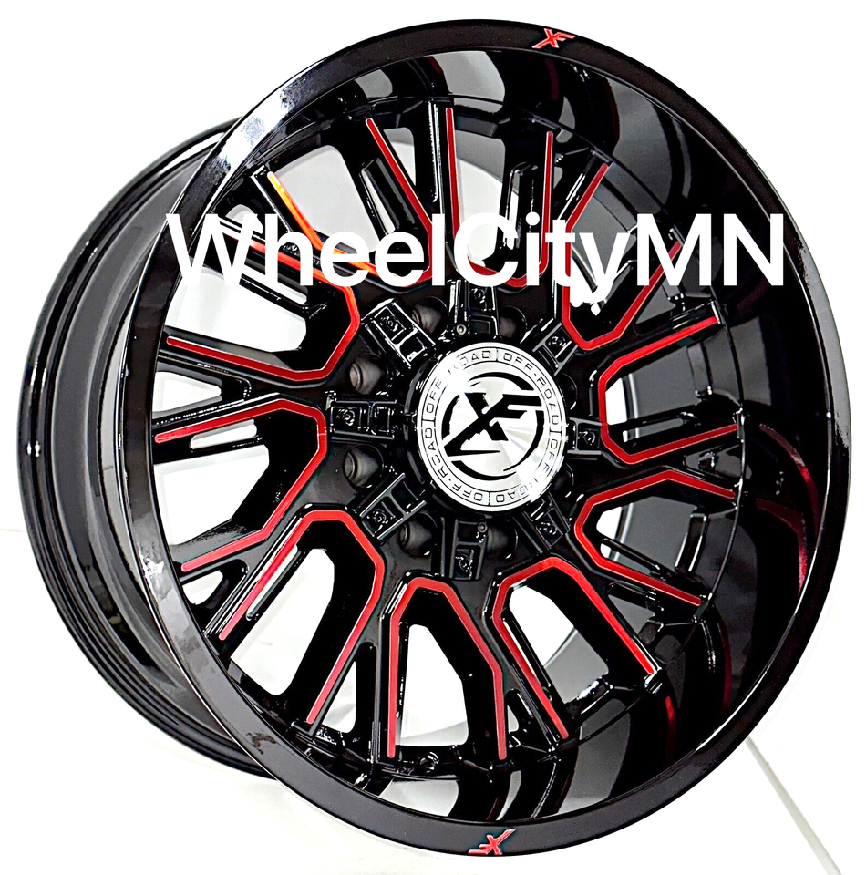 20 x10" gloss red milled XF 230 wheels fits RAM 2500 3500 GMC Sierra ...