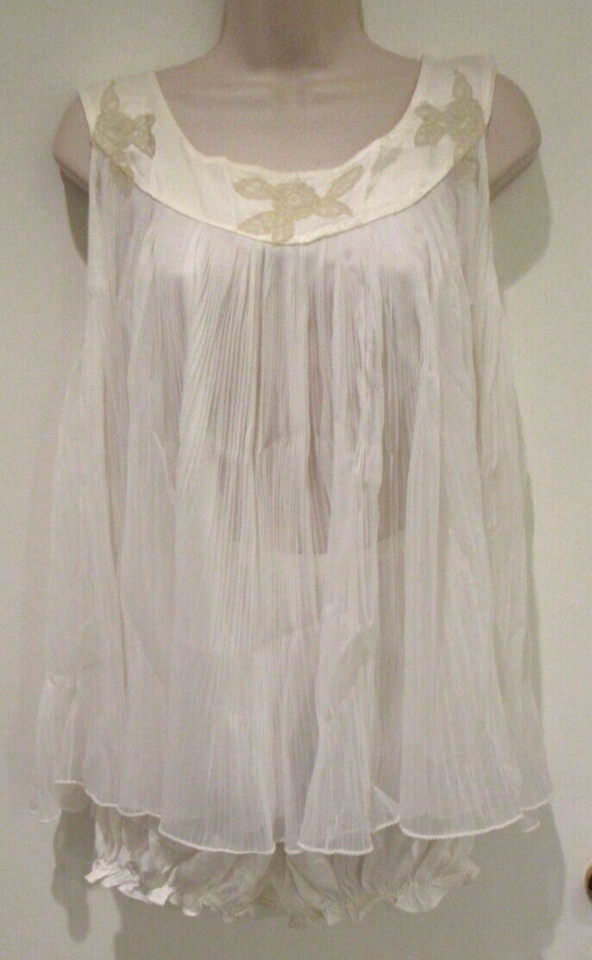 Vtg BABYDOLL Full Pleated Sheer Chiffon Nightie Panties Wedding ...