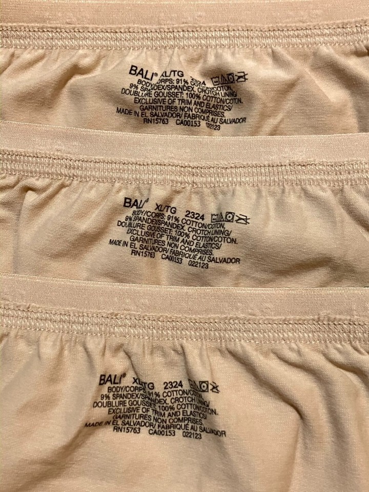NWT 3-Pack Bali Women's XL Full-Cut Brief Panties Underwear 2324 Taupe ...