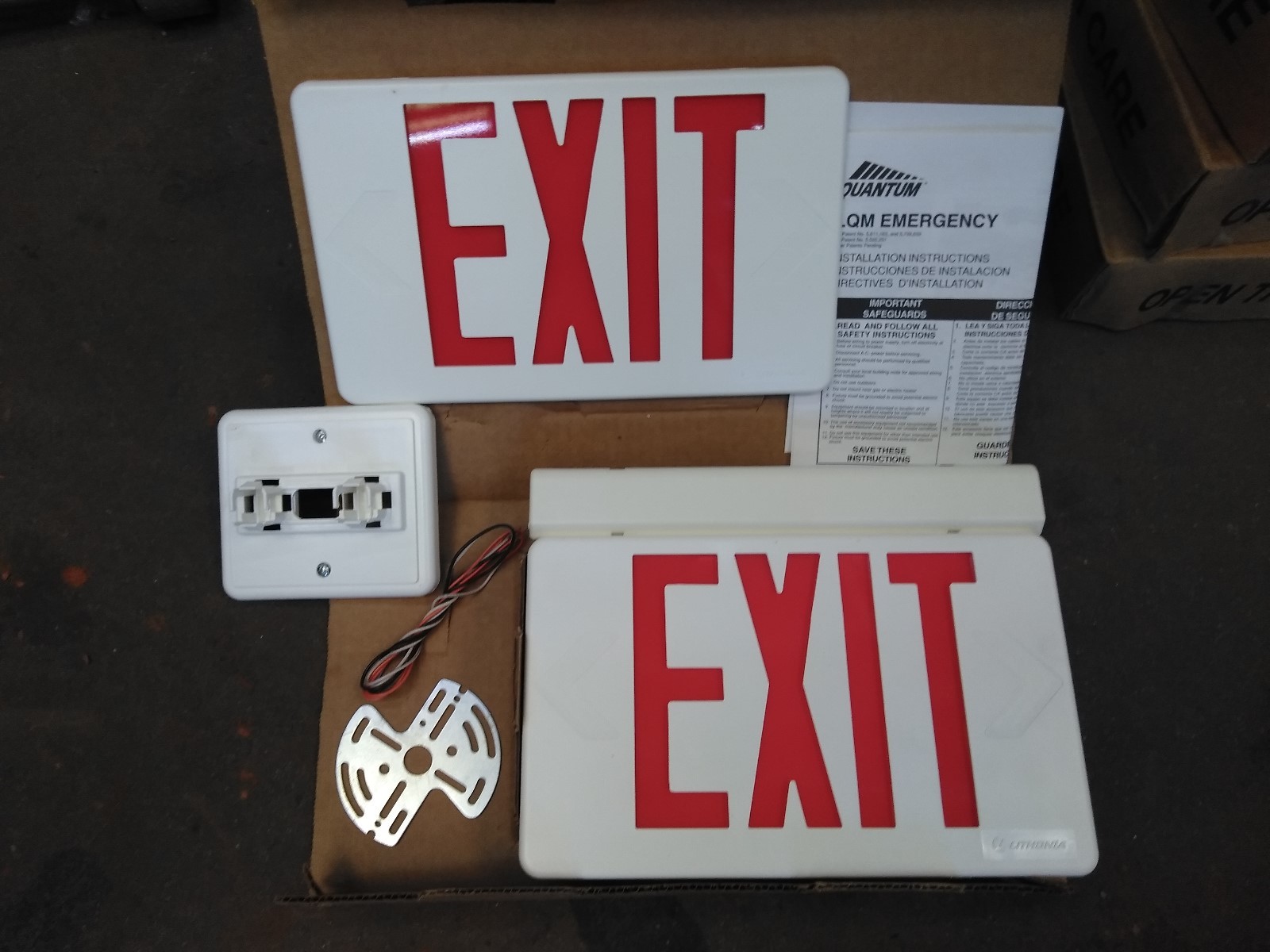Quantum LQM LED Lighted Exit Sign 1 or 2 Sided SWR SWG 120/277 w ...