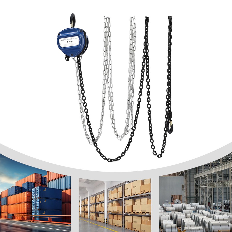 1 Ton 1000Kg Chain Block & Tackle Engine Lifting Hoist Pulley 4M Cable ...