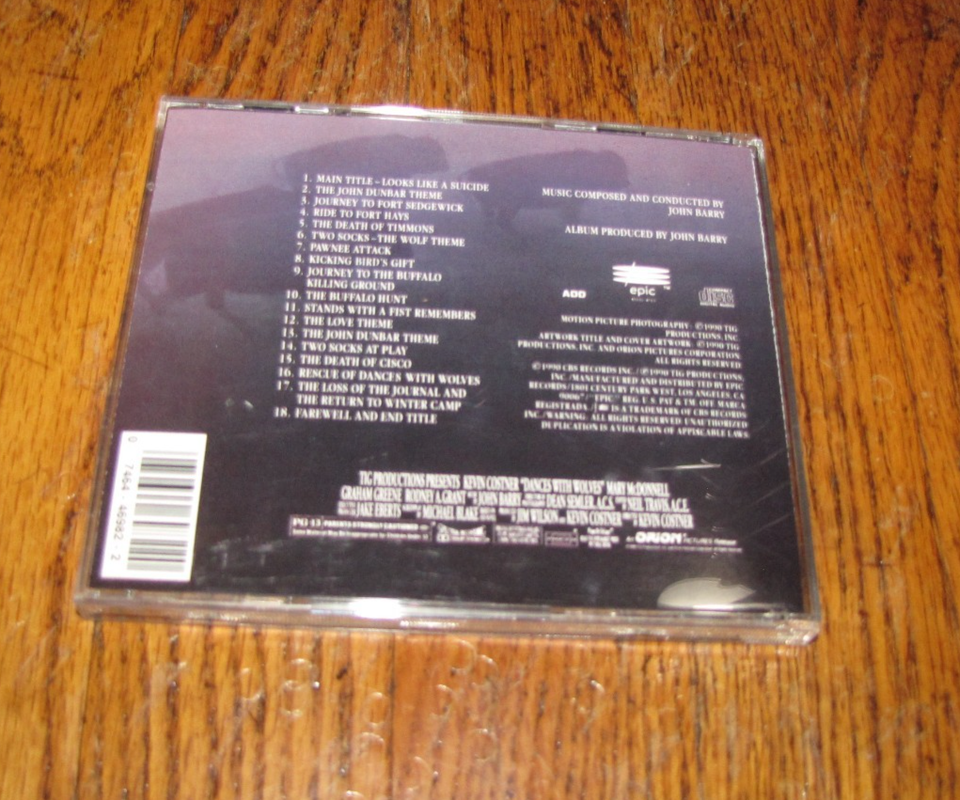 DANCES WITH WOLVES ORIGINAL MOTION PICTURE SOUNDTRACK - EPIC ASSOCIATED ...