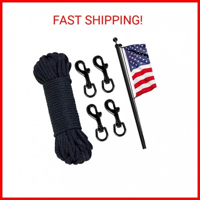NQ Flag Pole Rope Line Kit-50Ft x 1/4 Diameter Nylon Flag Pole Halyard ...