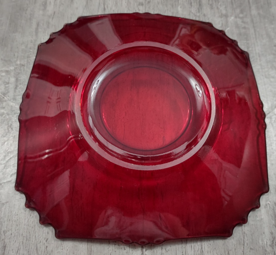 Vintage Lot of 4 Art Deco Depression Glass Ruby Red Saucers 5.5" | eBay