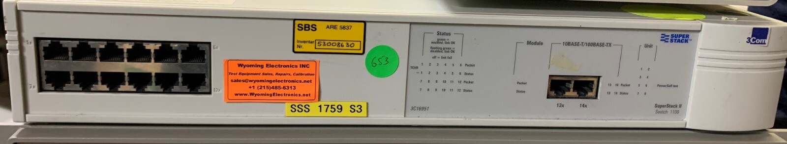 3Com 3C16951 SuperStack II Switch 1100 12-Port 10Base-T RJ45, 2-Port 10 ...