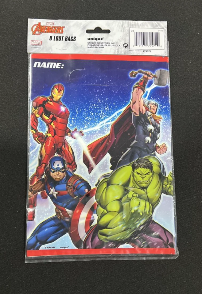Marvel Avengers Loot Bags (8 Per Package) Captain America, Hulk, Iron ...