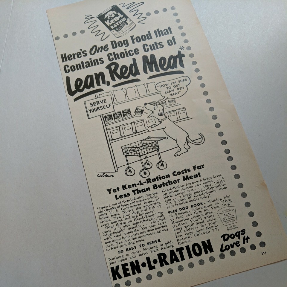 Vintage KEN-L RATION DOG FOOD 1949 Original Magazine Ad | eBay
