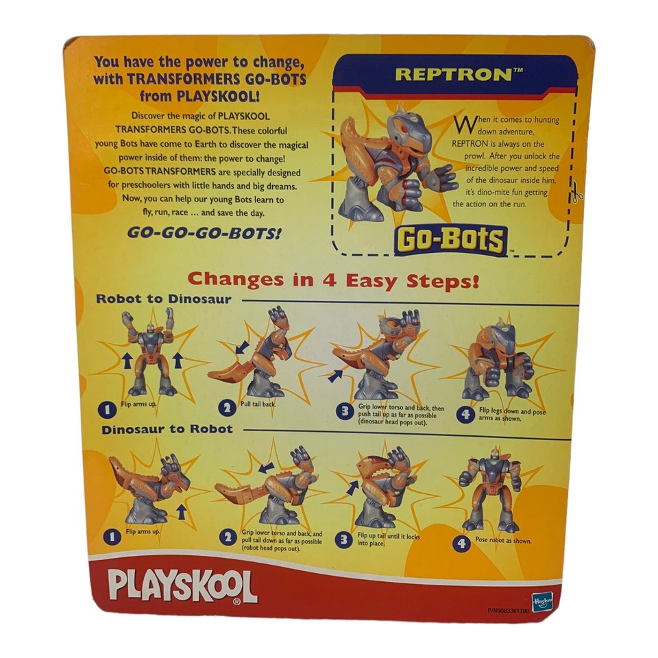 NIP Playskool Hasbro Go-Bots DINO-BOT 6" Reptron Transformers Dinosaur ...