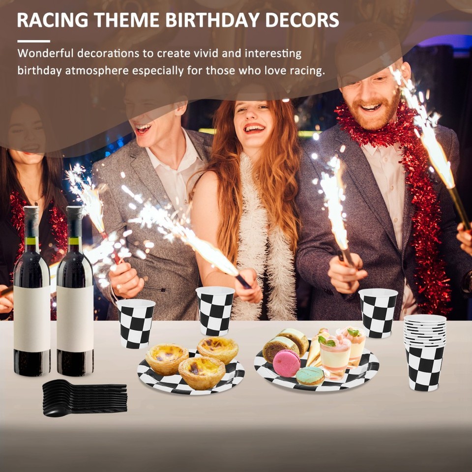 Checkered Flag Party Supplies Theme Decorations Set Plates and Napkins ...