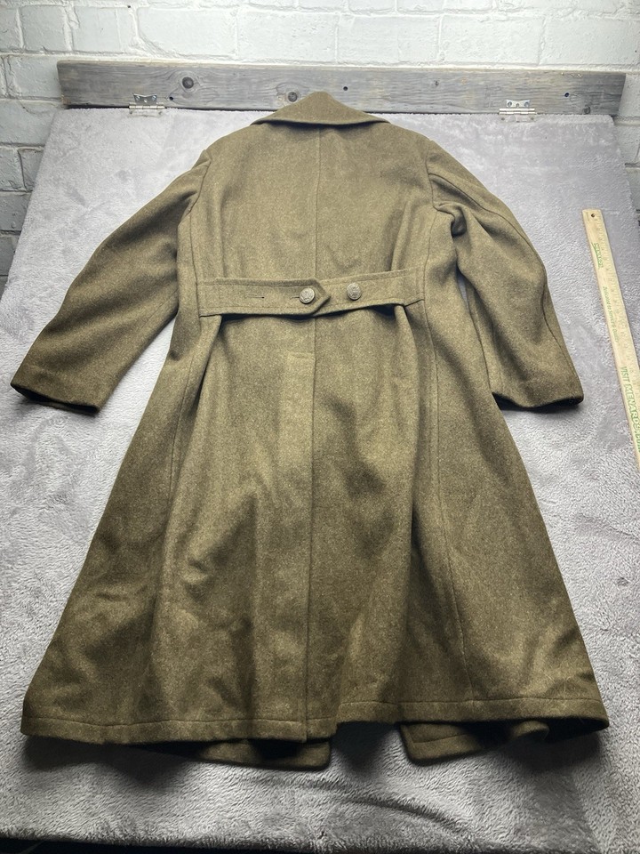 WWII US Army Long Wool Overcoat Trenchcoat WW2 1942 Mens 38R Authentic ...