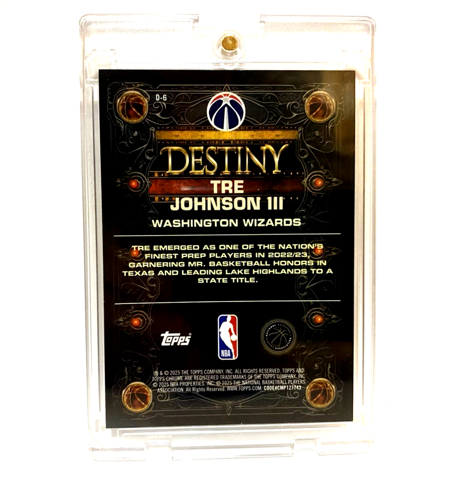 2025-26 Topps Chrome Tre Johnson III Destiny Rookie Green Geometric /99 Wizards | eBay