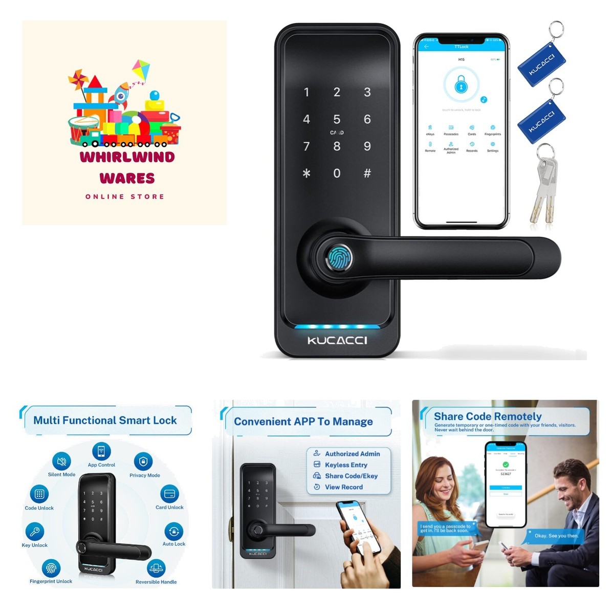 2.4Ghz TTLOCK Keyless Entry Remote Control - 15m Range Key Fob For ...