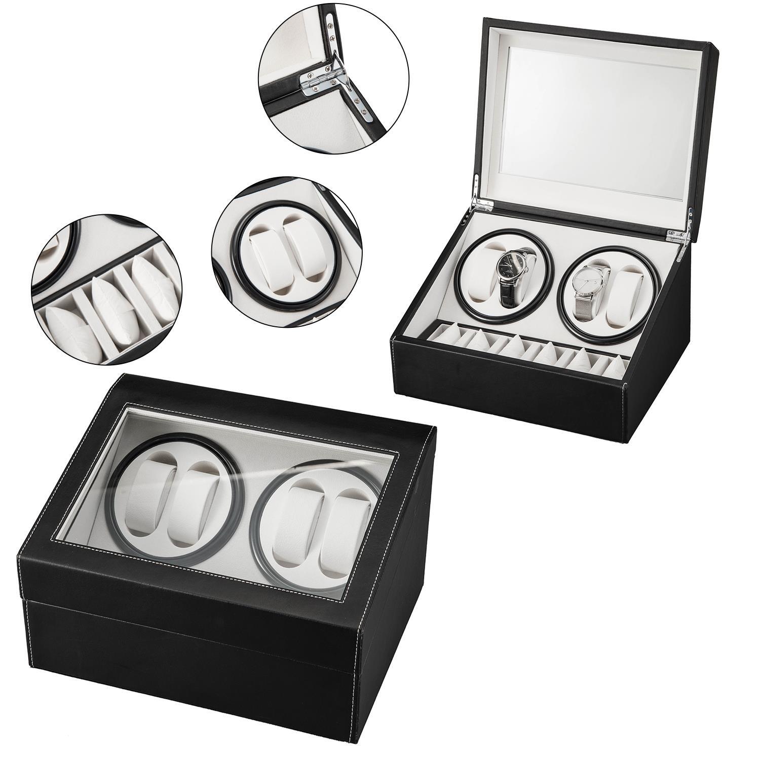 Leather Watch Winder Storage Auto Display Box 4+6 Automatic Rotation | eBay
