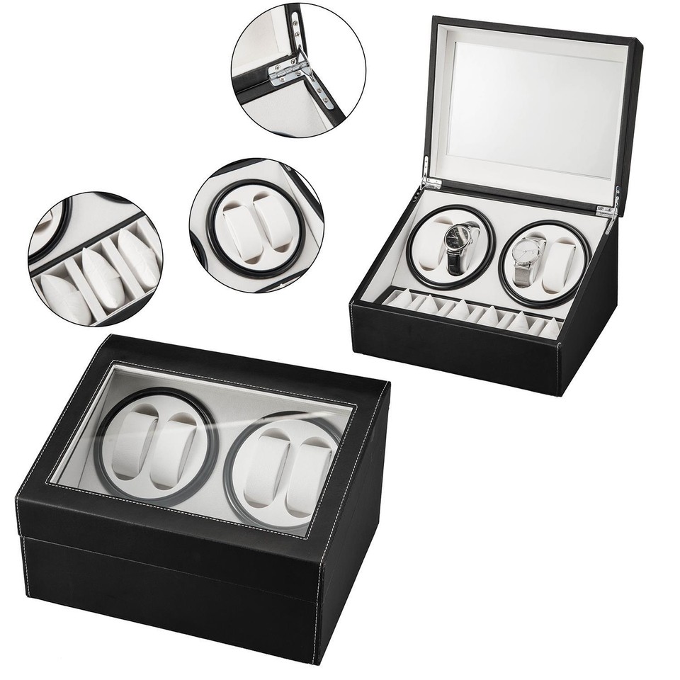 Leather Watch Winder Storage Auto Display Box 4+6 Automatic Rotation | eBay