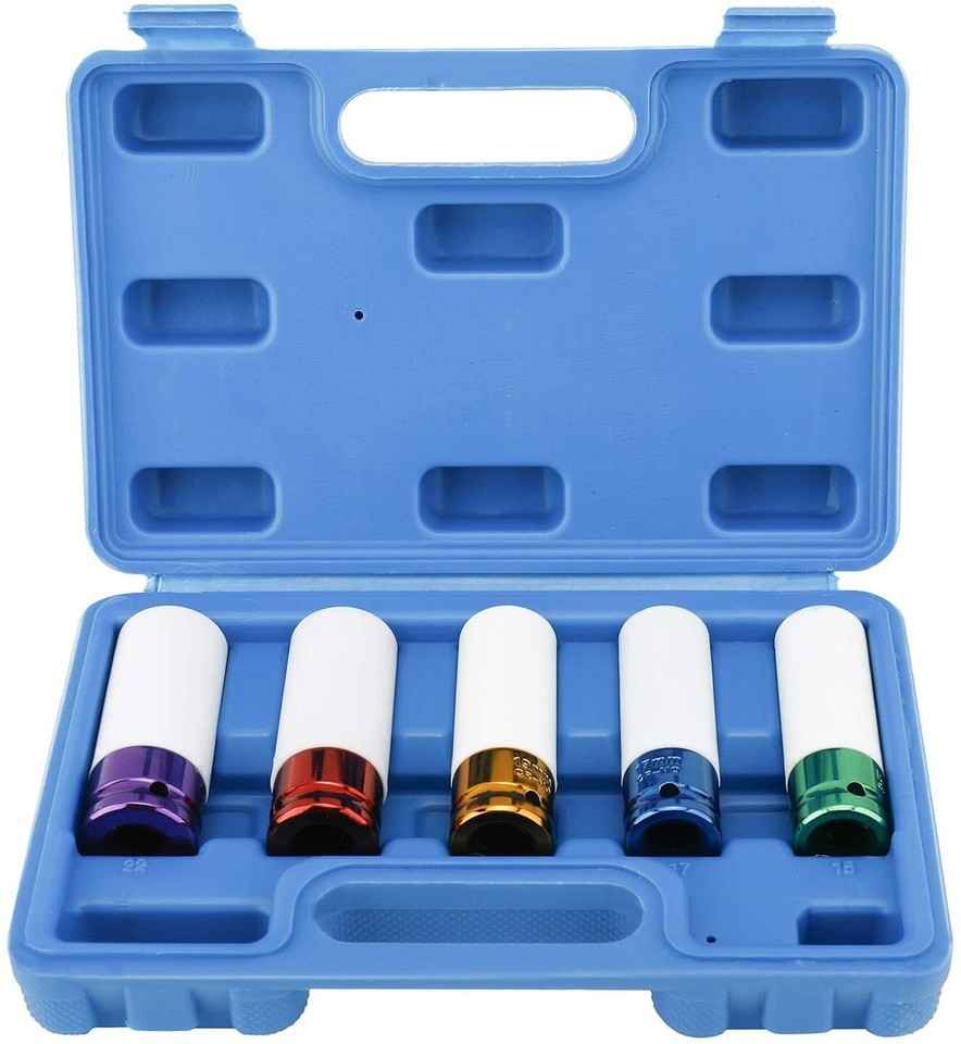 5PCS 1/2” Inch Impact Drive Lug Nut Socket Non-Marring Thin-Walled 5 ...