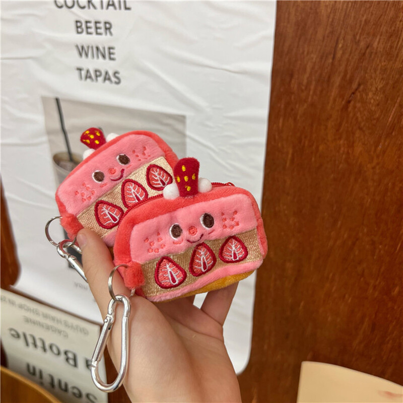 Strawberry Cake Kawaii Earphone Case Pouch Plush Cartoon Cute Coin Pur ...