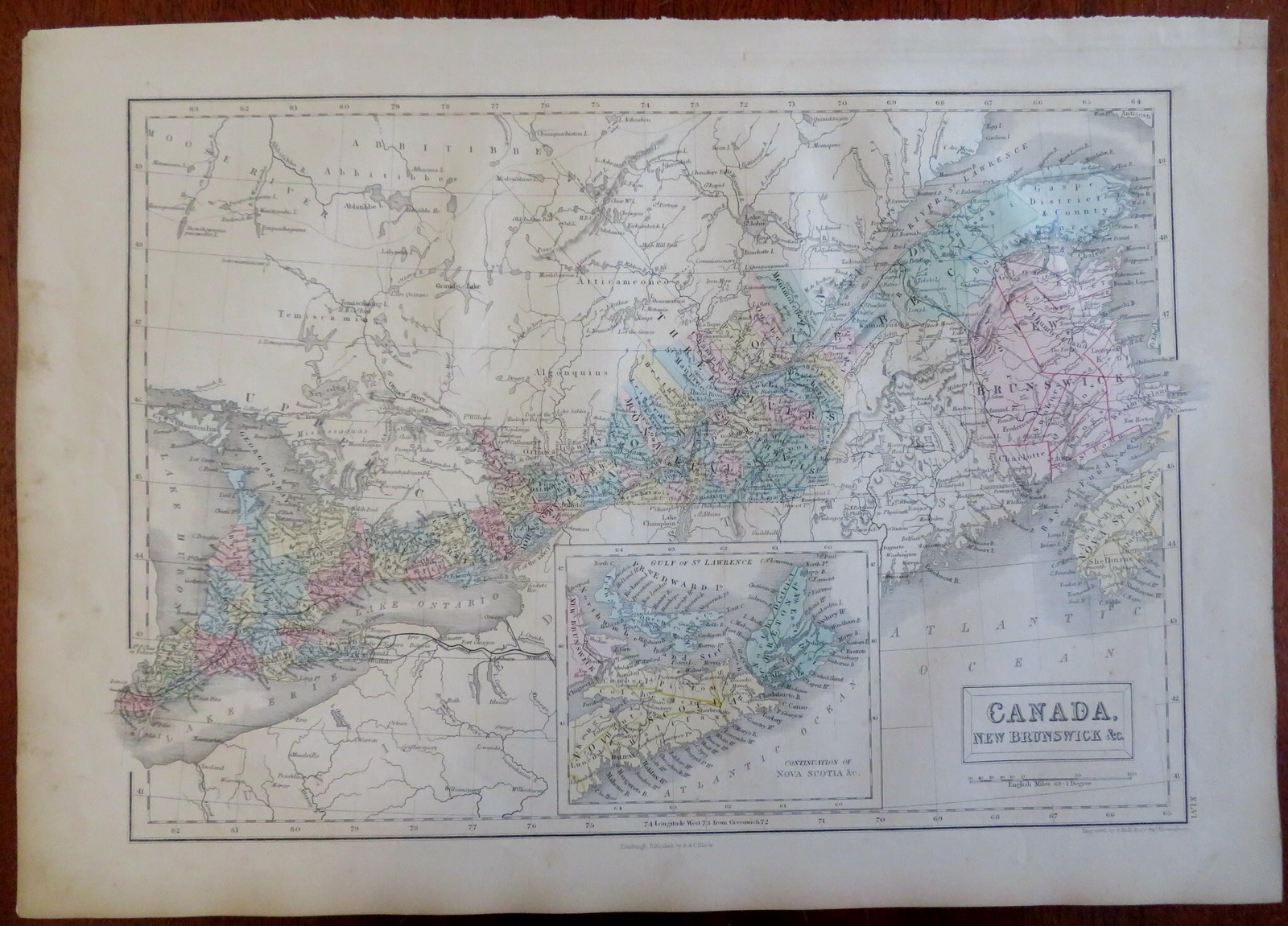 Upper Canada Three Rivers Quebec Maritimes Nova Scotia 1853 A. & C. map ...