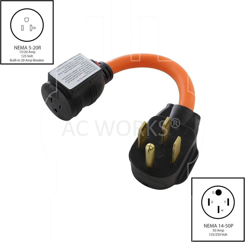 4-Prong 220V to 120V Adapter Cord with 20 Amp Breaker for Safe Power ...