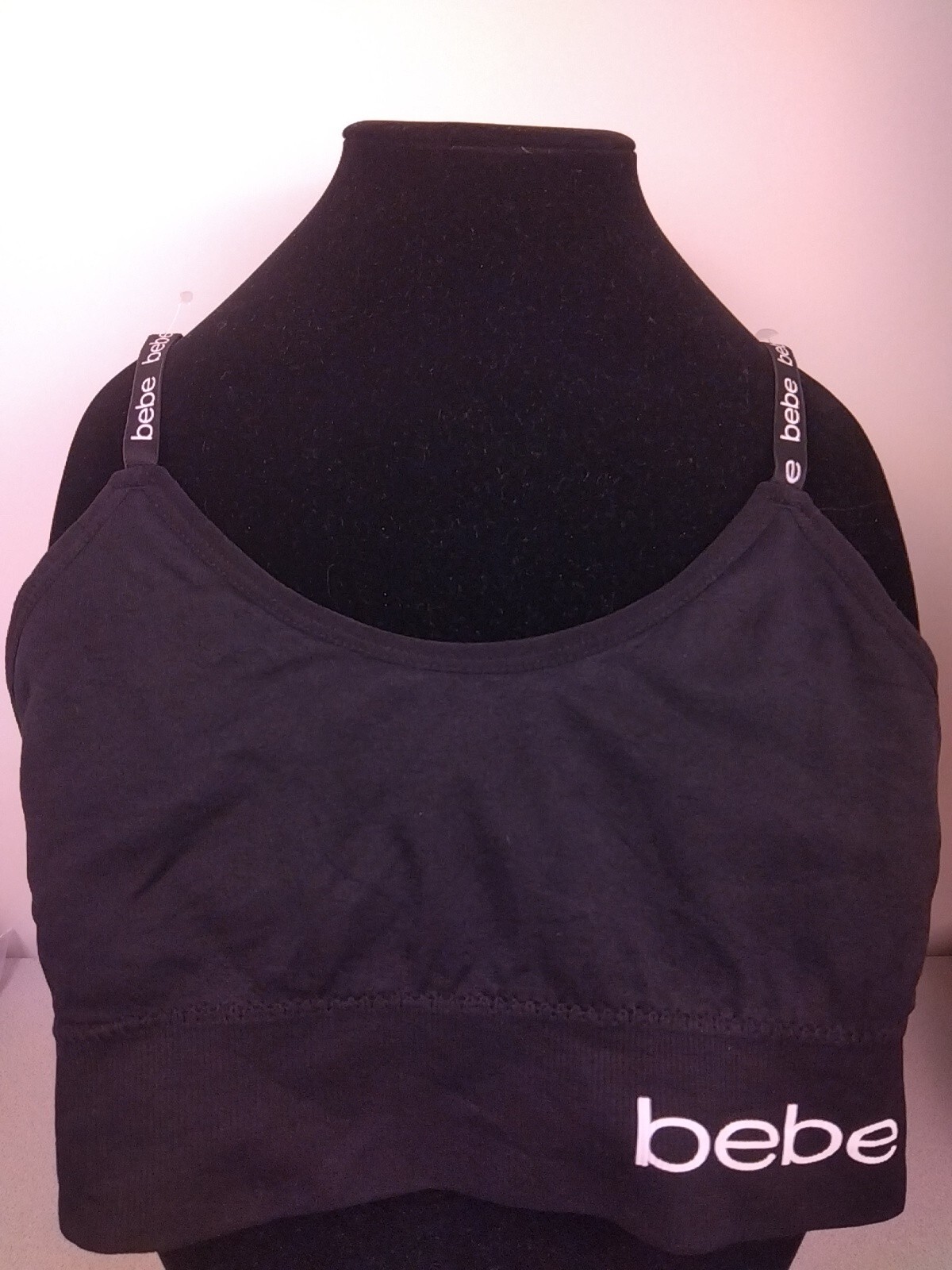 Bebe RN 93010 Black Nylon Pullover Wireless Sports Bra Size M (41) | eBay