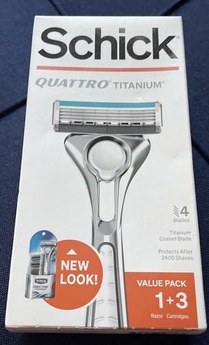Schick Quattro Titanium Men’s 4 Bales Razor (1 Handle + 3 Cartridges ...