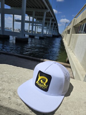 Classic White Marlin Fishing short Bill Trucker Fishman Hat Swordfish ...