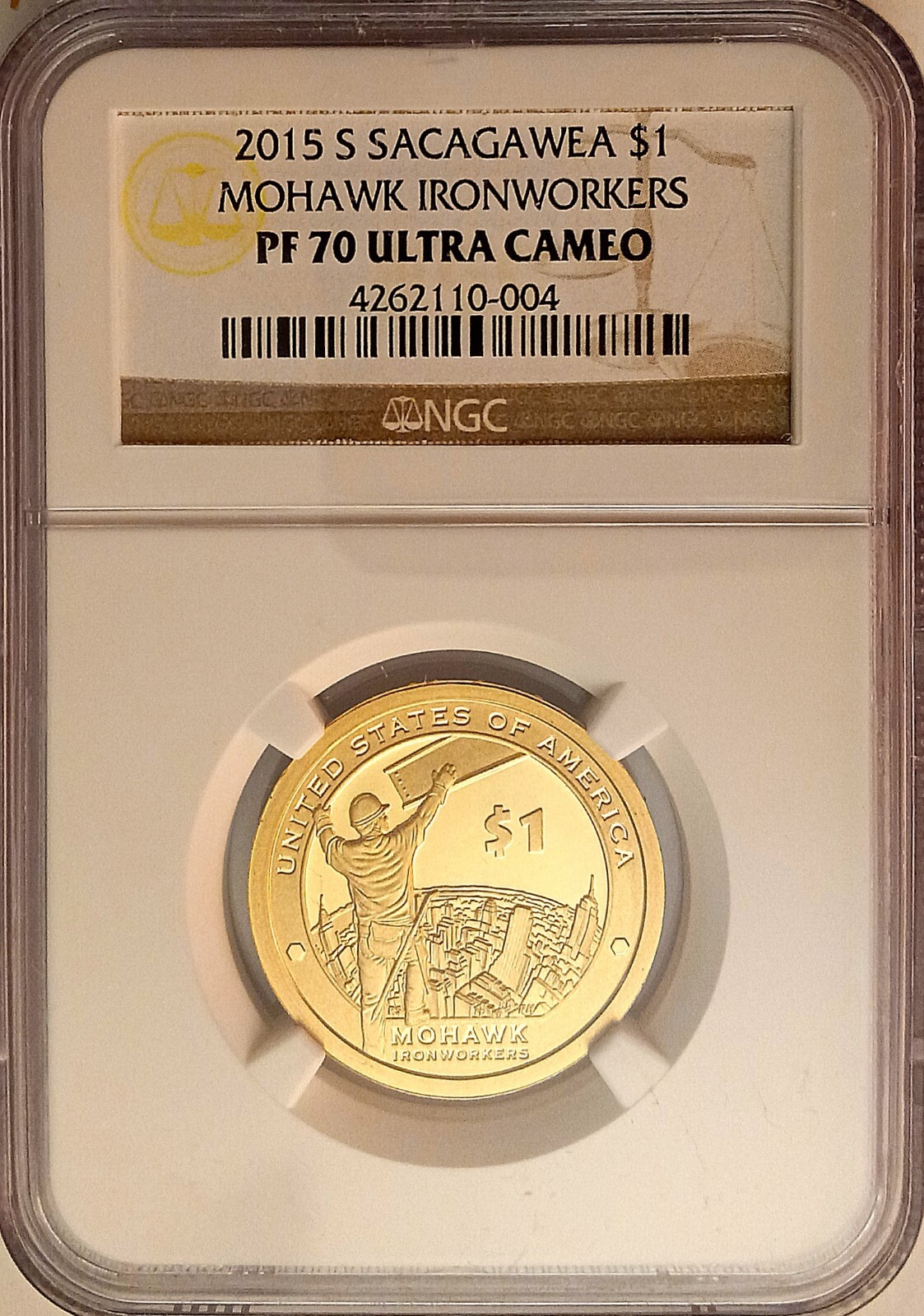 2015-S NGC PF70 ULTRA CAMEO NATIVE AMERICAN/SACAGAWEA $1-Mohawk ...