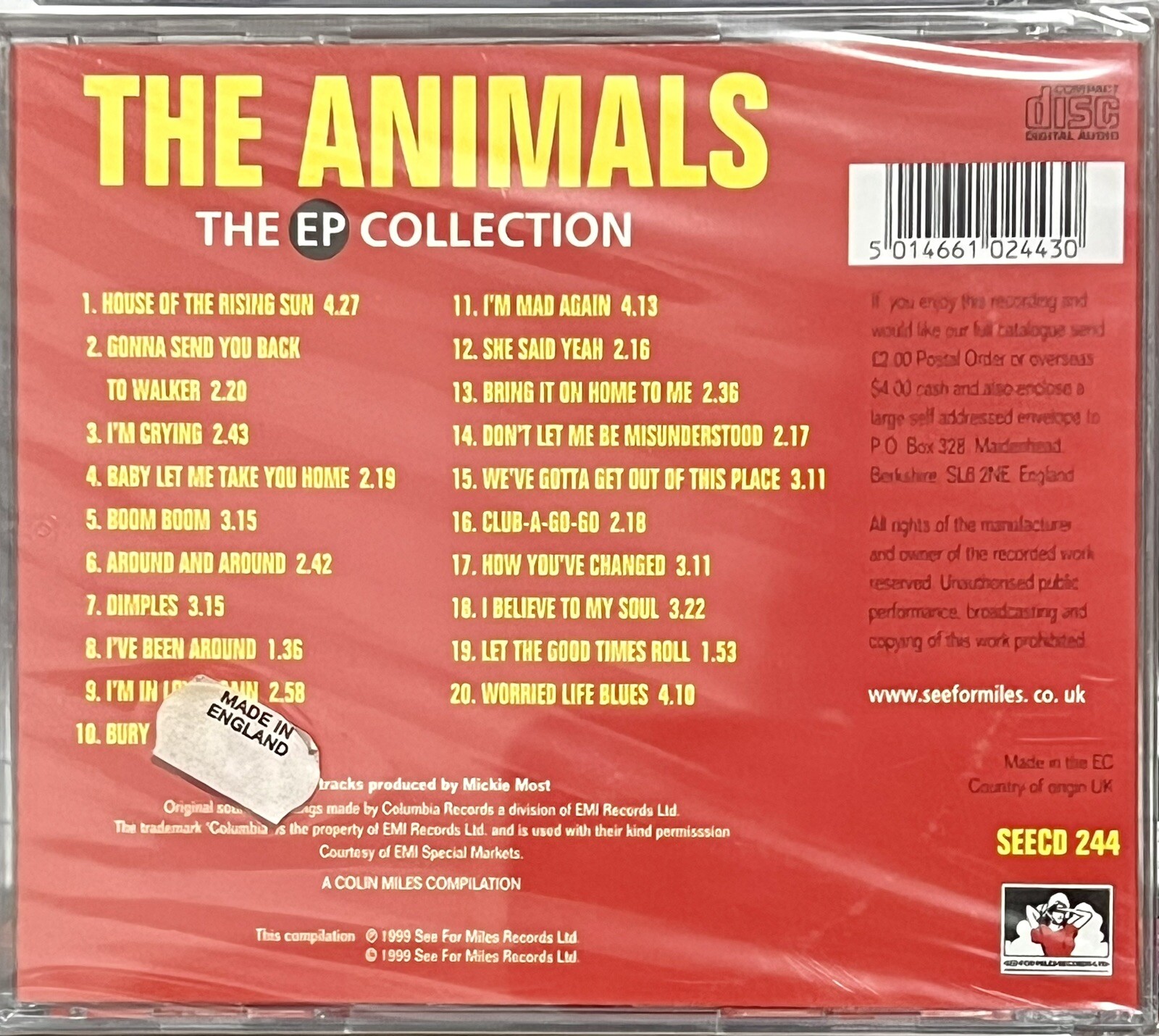 The EP Collection by The Animals (CD, Mar-1999, See For Miles Records ...