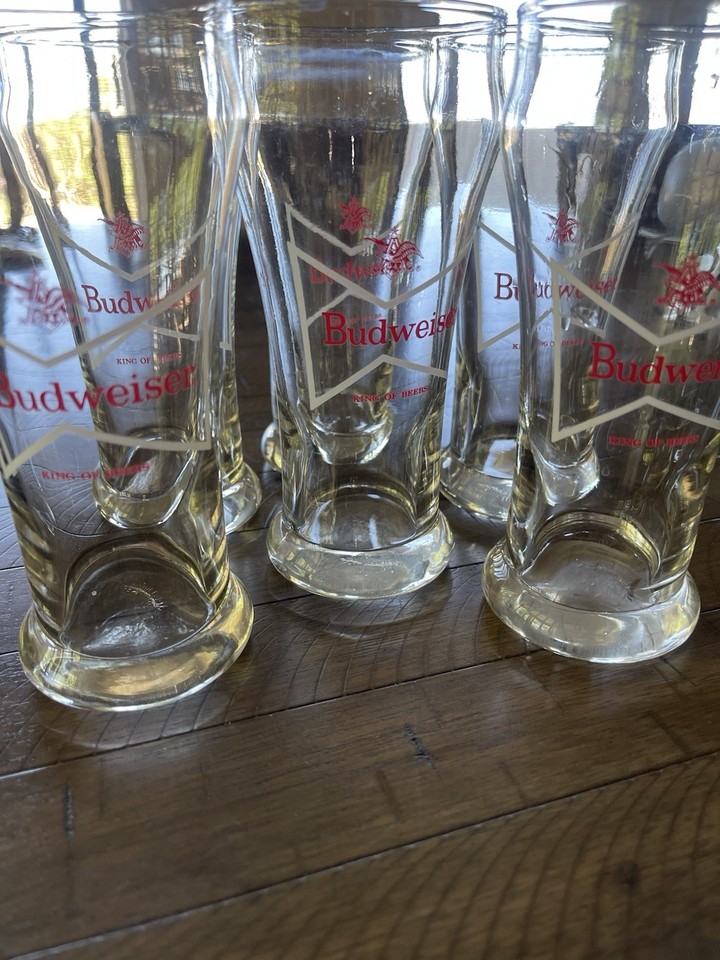 Lot Of 6 VINTAGE BUDWEISER Small 5 1/4" Pilsner Glasses “KING OF BEERS” Libbey? | eBay