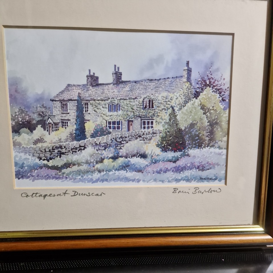 BRIAN BARLOW Signed Print Cottages at Dunscar 30 x 25cm | eBay