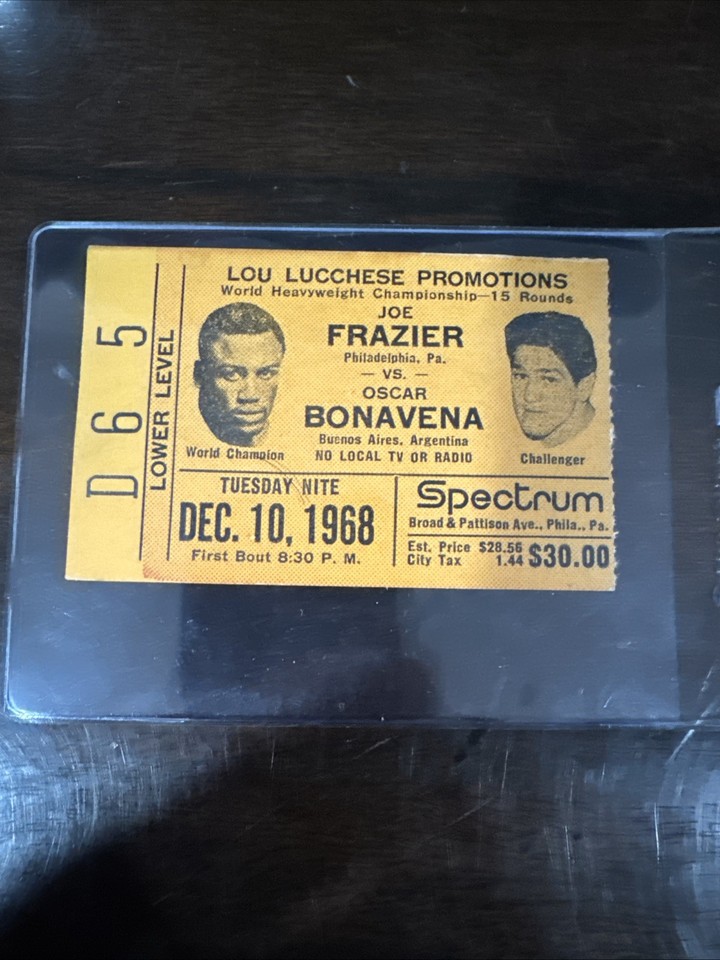 Joe Frazier Vs Oscar Ringo Bonavena Onsite Ticket Rare Boxing Ali ...