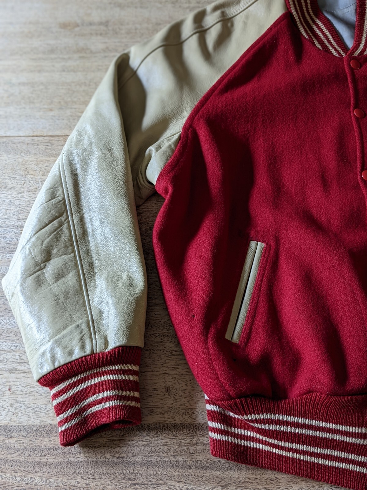 Vintage 60s Wool Leather Varsity Snap Letterman Jacket Size 42 Large W ...