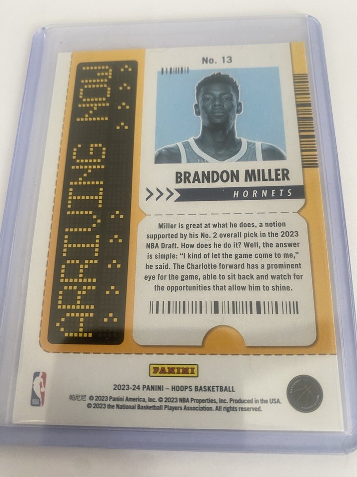 2023-24 Panini Hoops Brandon Miller Gold Arriving Now Rookie Card ...