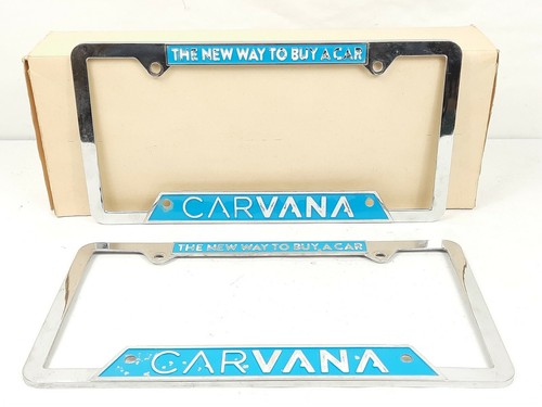 Set of 2 Carvana Chrome Metal License Plate Frame Holder - SEE PICS! | eBay