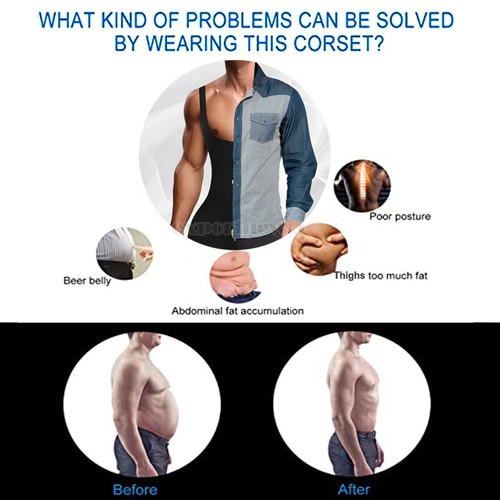 Mens Full Body Shaper Compression Slimming Suit Shapewear Waist Trainer ...