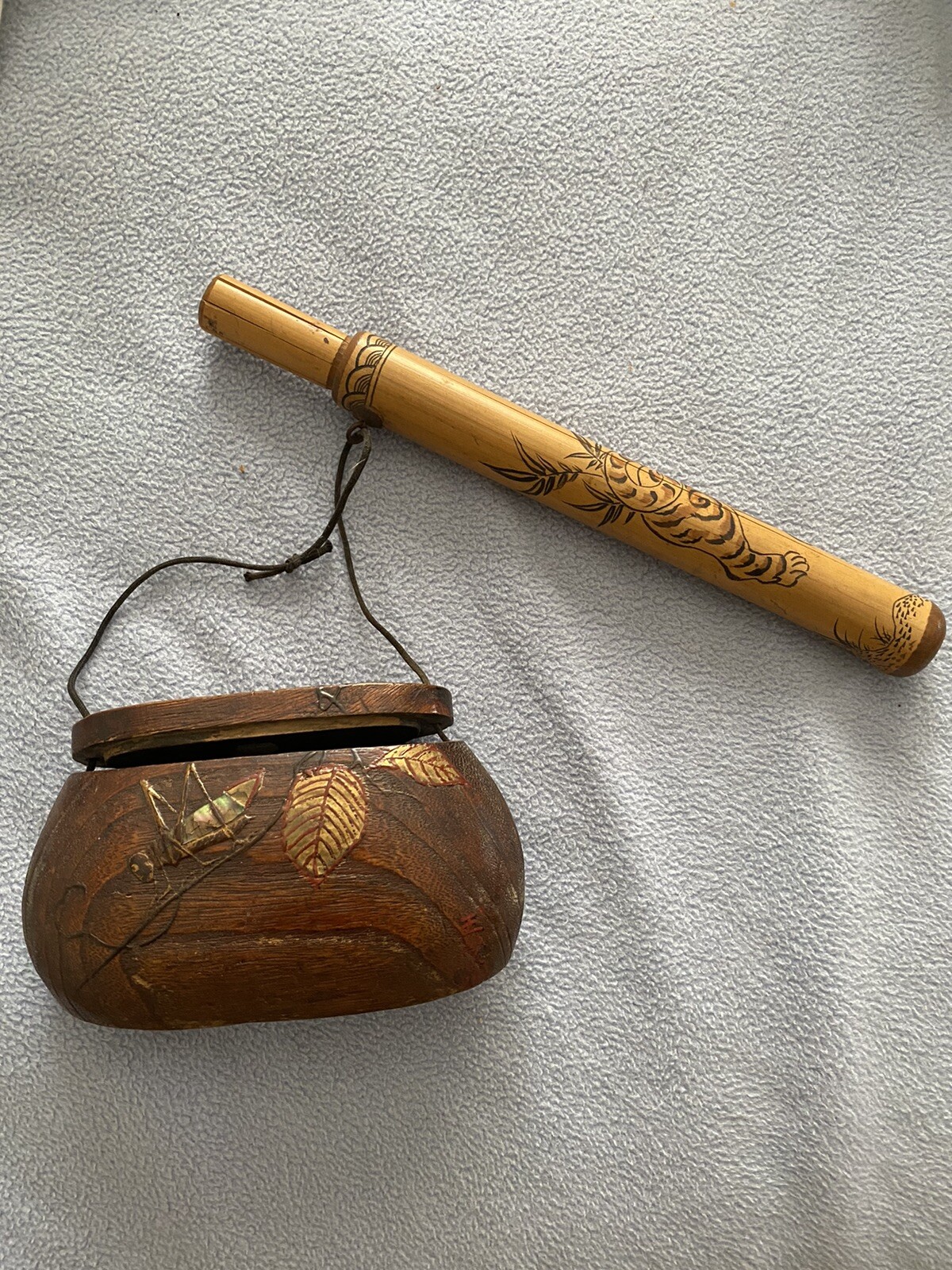 Vintage Japanese Carved Bamboo Kiseru Pipe With Case | eBay