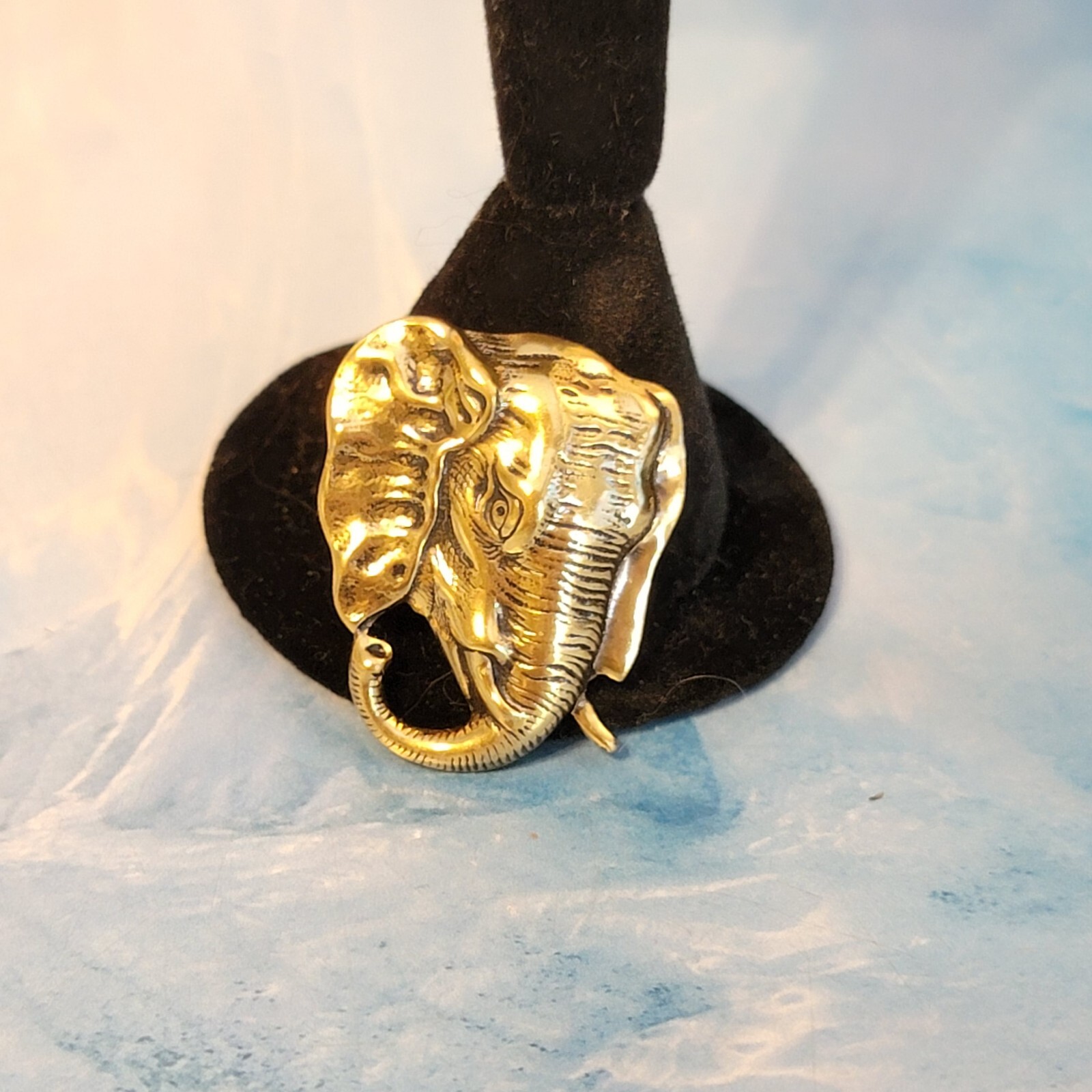 1980s Vintage Gold Stamped Elephant Brooch Pin, Figu… - Gem