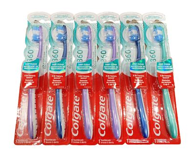 (12) Colgate 360° Manual Toothbrush, Deep Clean, Soft Bristles Compact ...