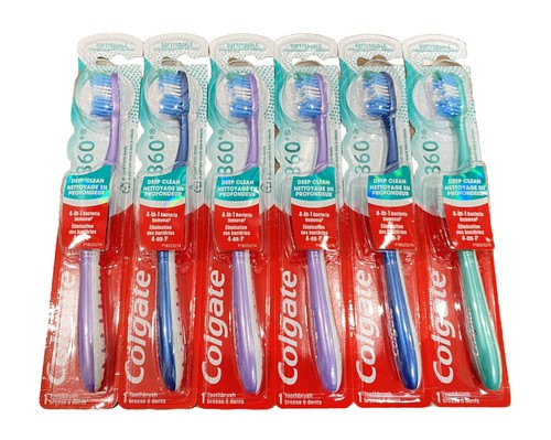 (12) Colgate 360° Manual Toothbrush, Deep Clean, Soft Bristles Compact ...