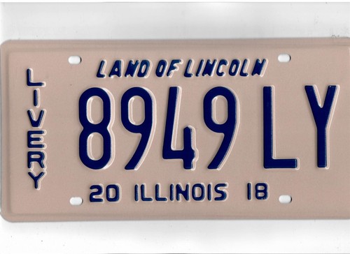 ILLINOIS 2018 license plate "8949 LY" ****LIVERY (limousine)*****MINT ...