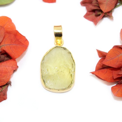 Natural Raw Lemon Quartz Birthstone Yellow Gold Plated Pendants Gifts ...