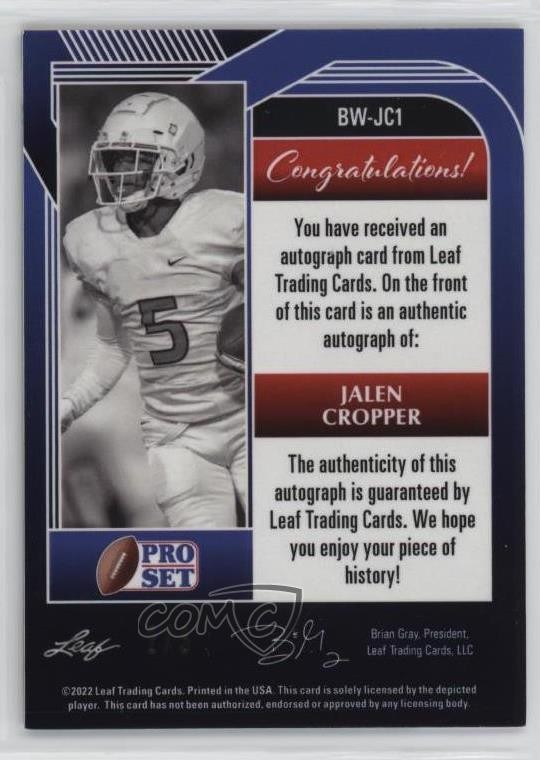 2022 Leaf Pro Set Metal Black & White Snakeskin Prismatic /5 Jalen ...