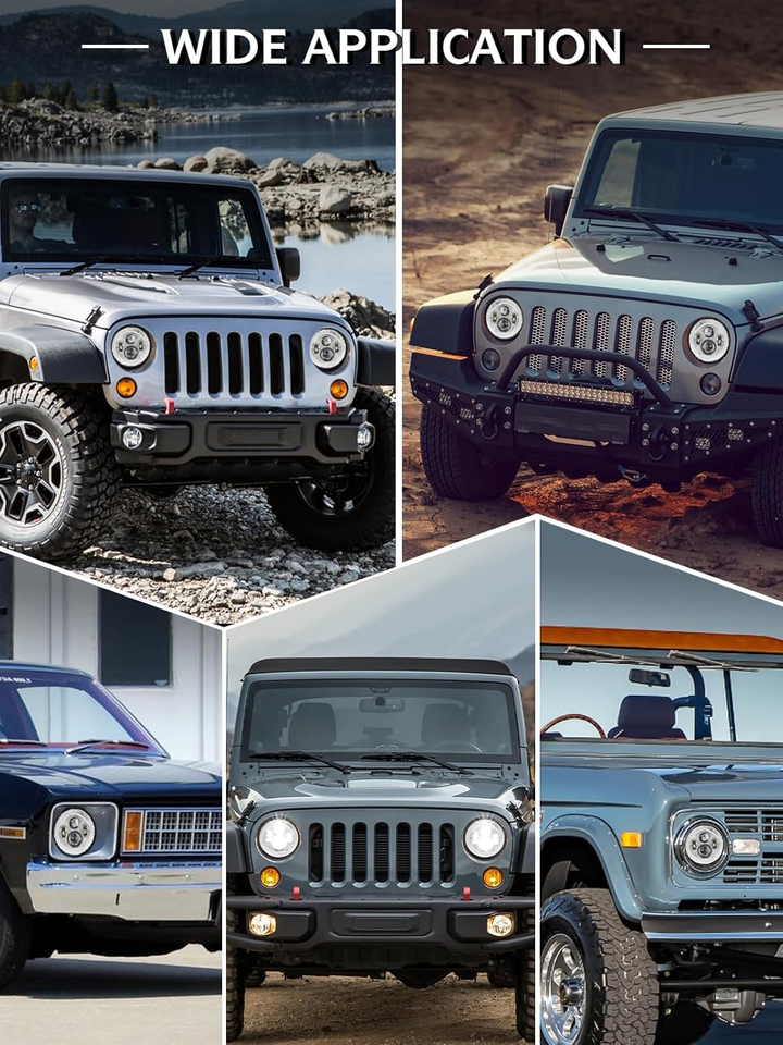 2x Fit VW Dune Buggy/Rail Buggy 7''Round LED Headlights Hi/Lo Sealed ...