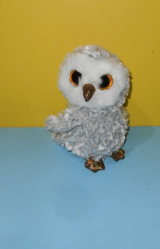 Ty Beanie Boo Boos Owlette Silver & Gold Owl 6" Sparkle Eyes Plush w ...