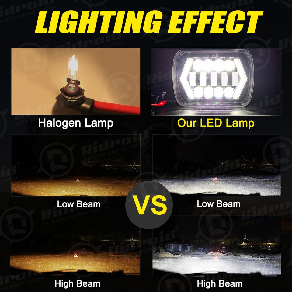 1984-1986 Nissan 300ZX 5x7 7x6 LED Headlight Hi/Lo Beam DRL Turn Lights ...