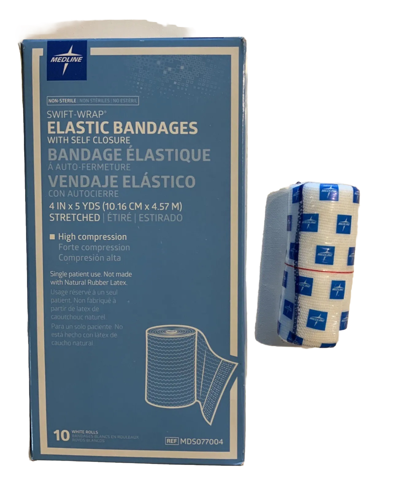 3 Pack - Medline Swift Wrap Elastic Bandage 4" x 5 Self Closure End ...