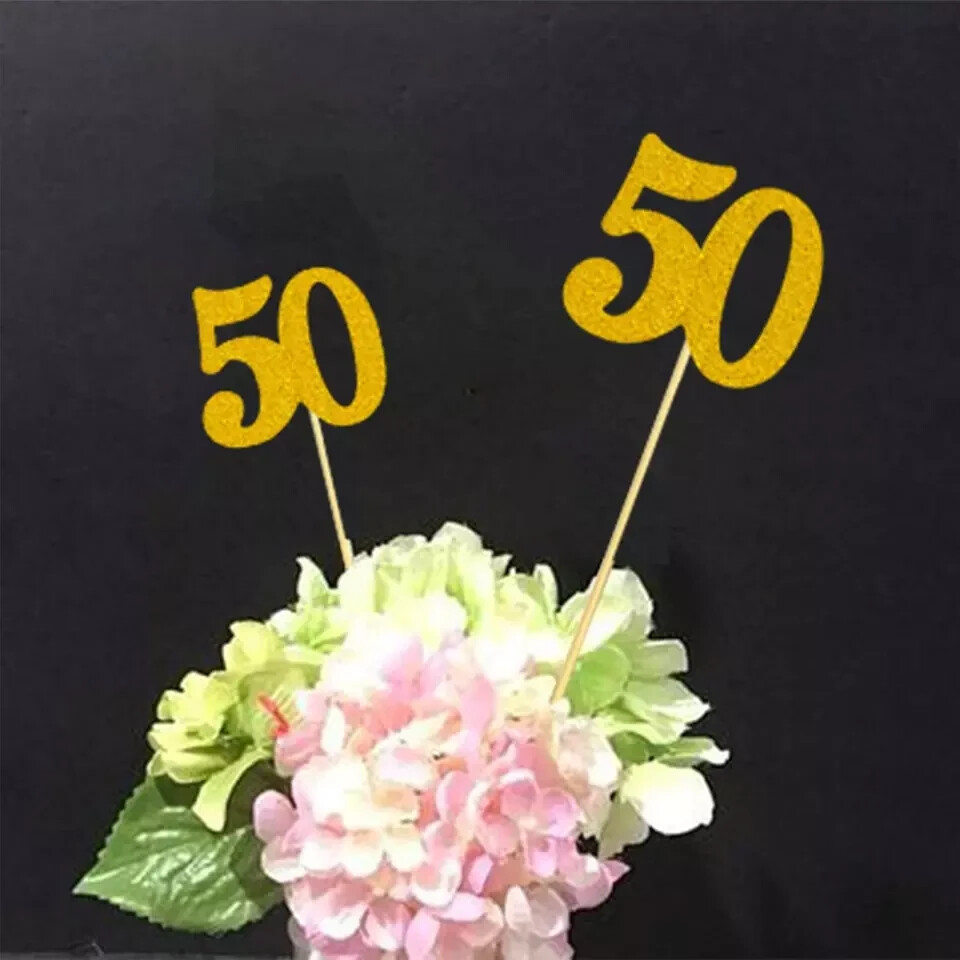 12PCS 50Th Birthday Centerpiece Sticks Glitter Number 50 Table ...