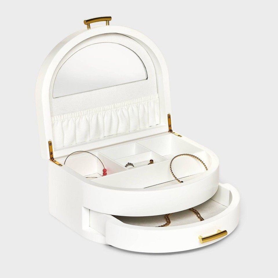 Half Crescent Lacquer Organizer Jewelry Box - A New Day White | eBay