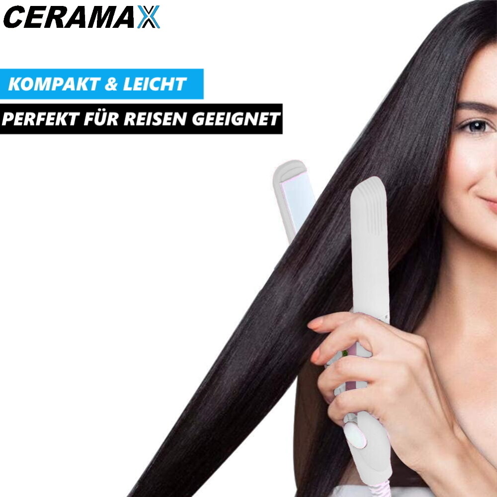 CERAMAX Mini Keramik Reise Glätteisen Lockenwickler Haarglätter ...