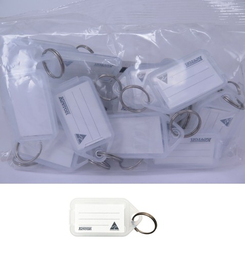 25 x Kevron Clear Giant Key Tags 74 x 38mm with 25mm Ring ID30 CLR25 ...